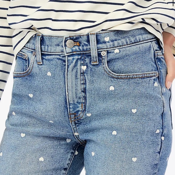 J. Crew Factory | Jeans | Heart Print Blue Jeans | Poshmark